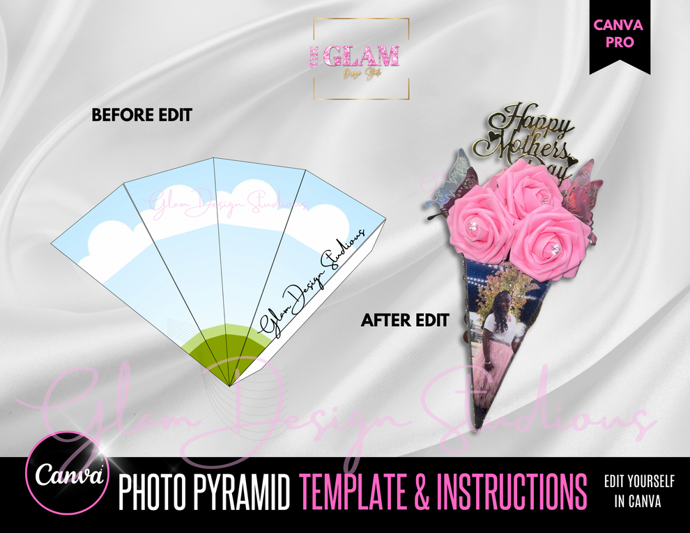 Photo Pyramid Template, Canva Editable Template, Mother’s Day gift tem ...